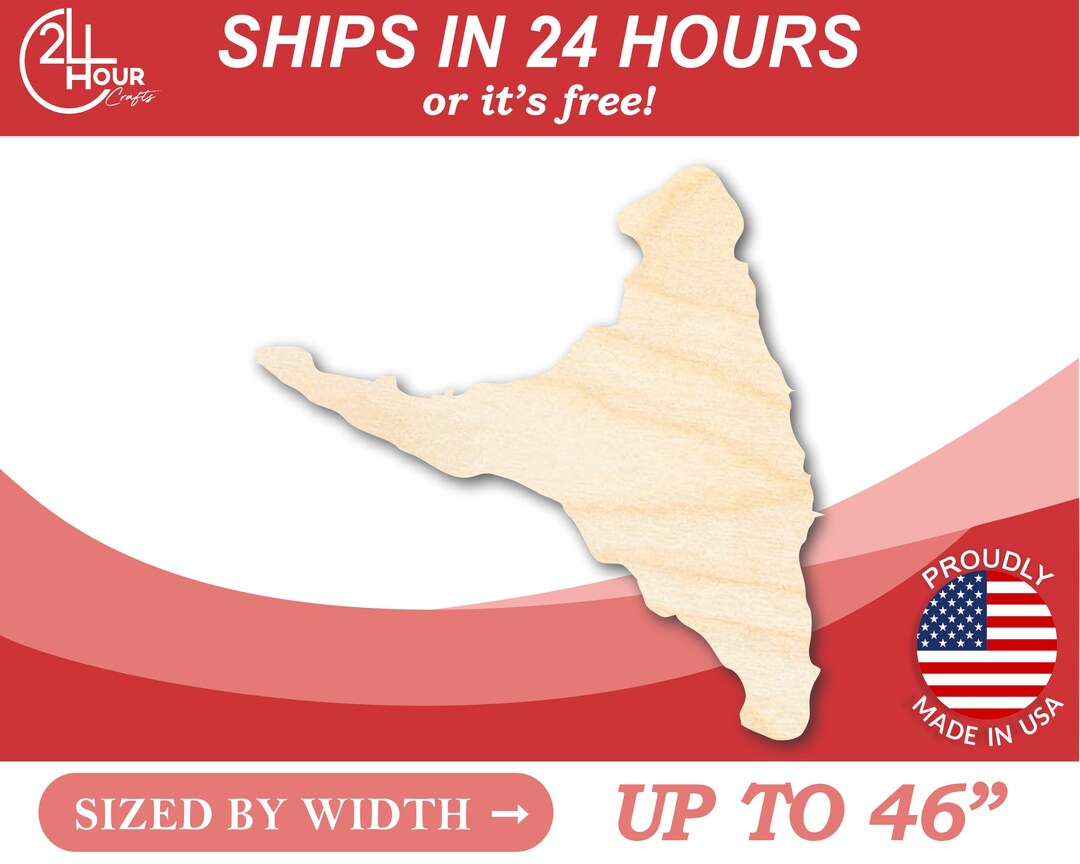 Unfinished Wood Ndzuwani Island Shape - Comoros Craft - From 1" up to ...