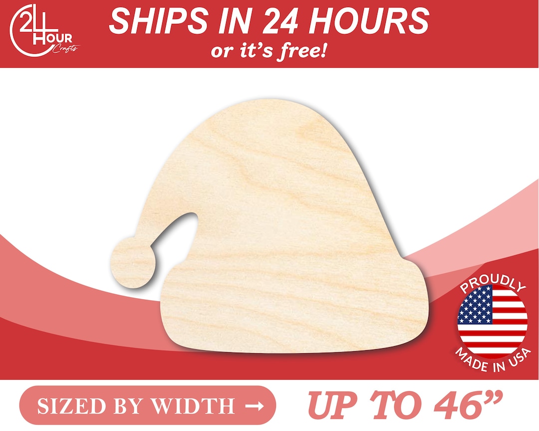 Unfinished Wooden Santa Claus Hat Shape - Christmas - Ornament - Craft ...