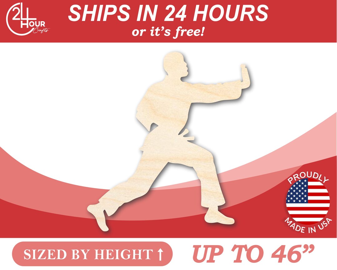 Unfinished Wooden Male Martial Arts Karate Shape - Craft - From 1" up ...