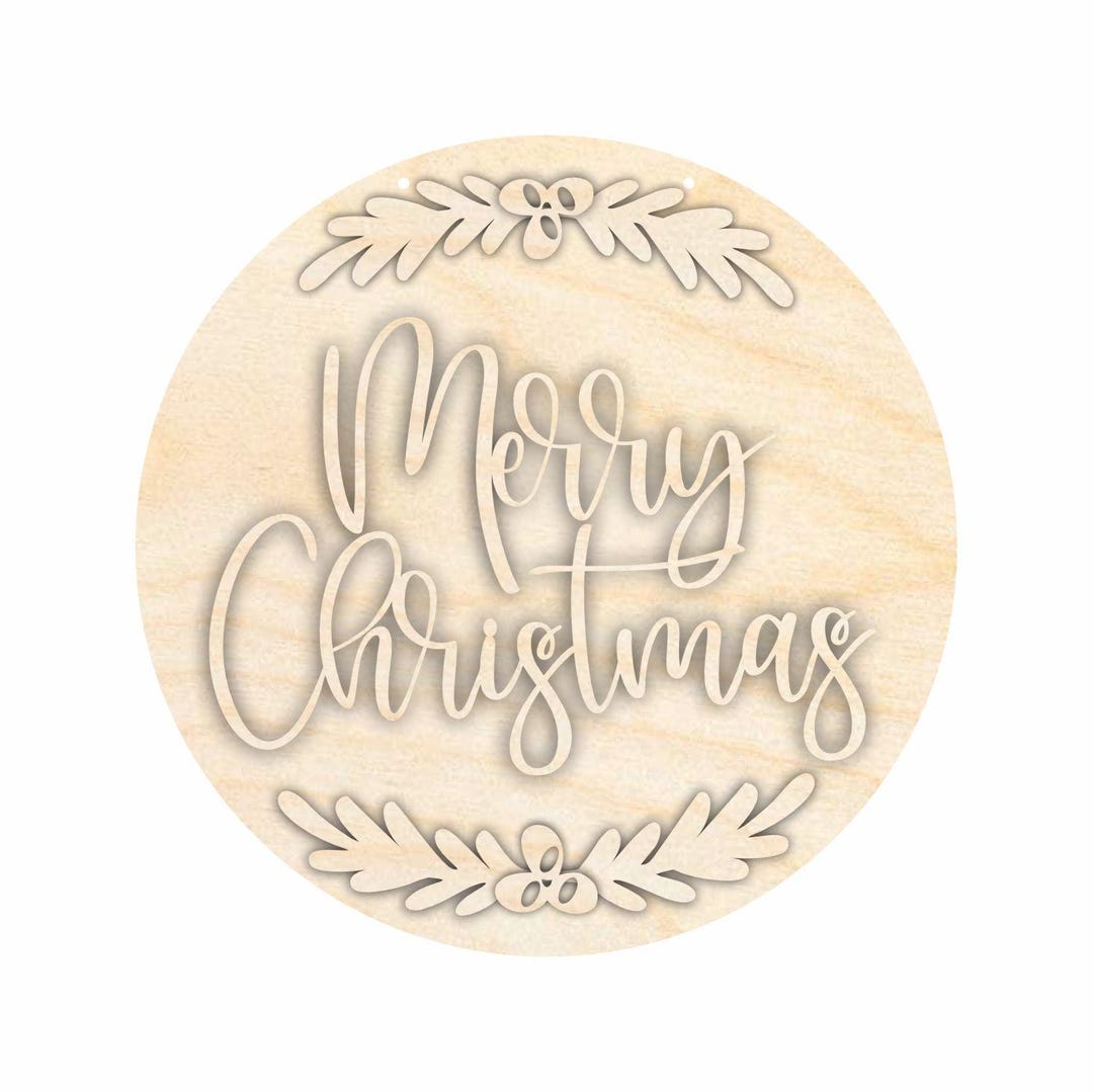 Unfinished Wood Merry Christmas Door Sign Kit | Wood Craft Cutouts | 1/ ...