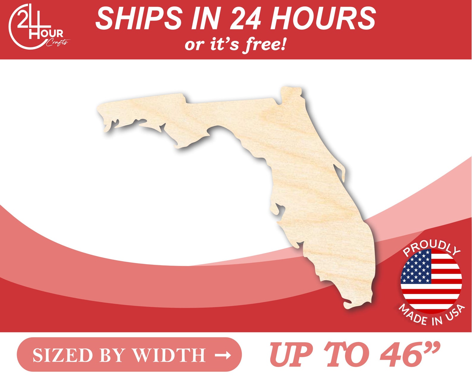 Unfinished Wooden Florida Shape - State - Craft - From 1" up to 46" DIY ...