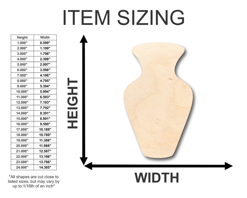 Unfinished Wooden Vase Shape - Craft- From 1" up to 46" DIY - Etsy