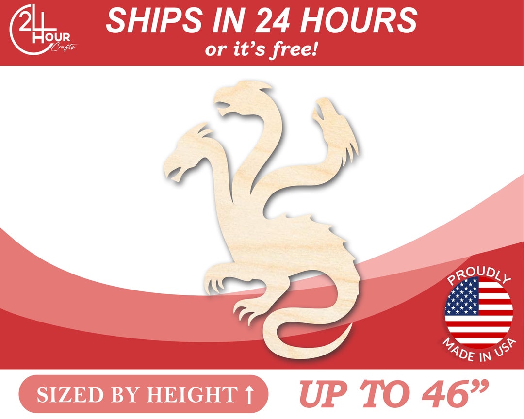 Unfinished Wooden Hydra Shape - Mythical - Beast - Craft - From 1" up ...