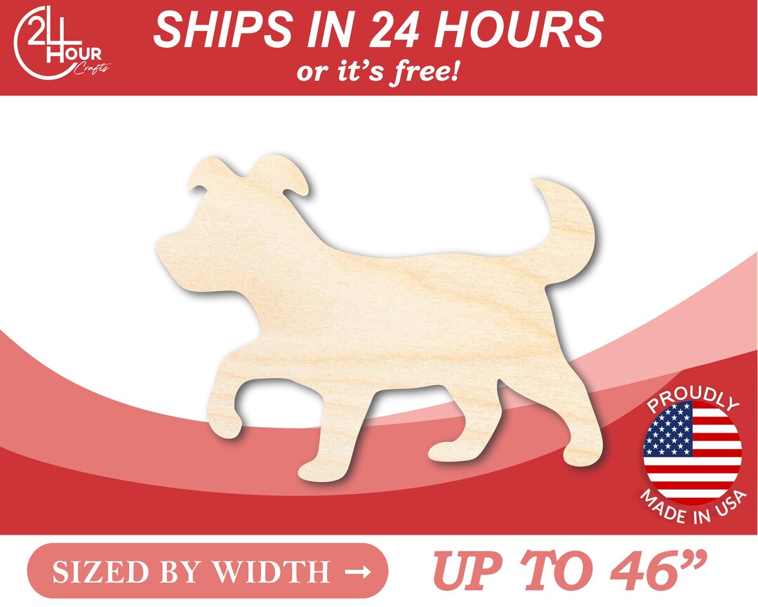 Unfinished Wooden Puppy Dog Shape - Animal - Pet - Craft - From 1" up ...