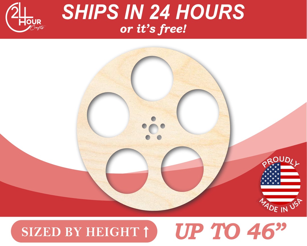 Unfinished Wood Film Reel Shape | Craft Cutout | From 1" up to 46" DIY ...