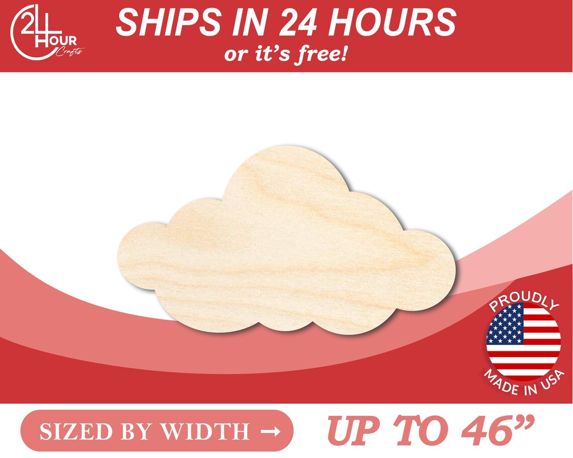 Unfinished Wooden Cloud Nursery Shape Sky Craft up to - Etsy