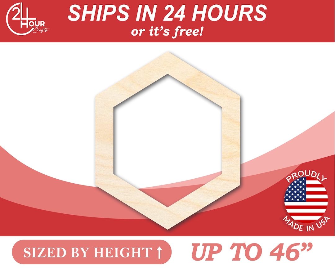 Unfinished Wooden Hollow Hexagon Honeycomb Shape - Craft - From 1" up ...