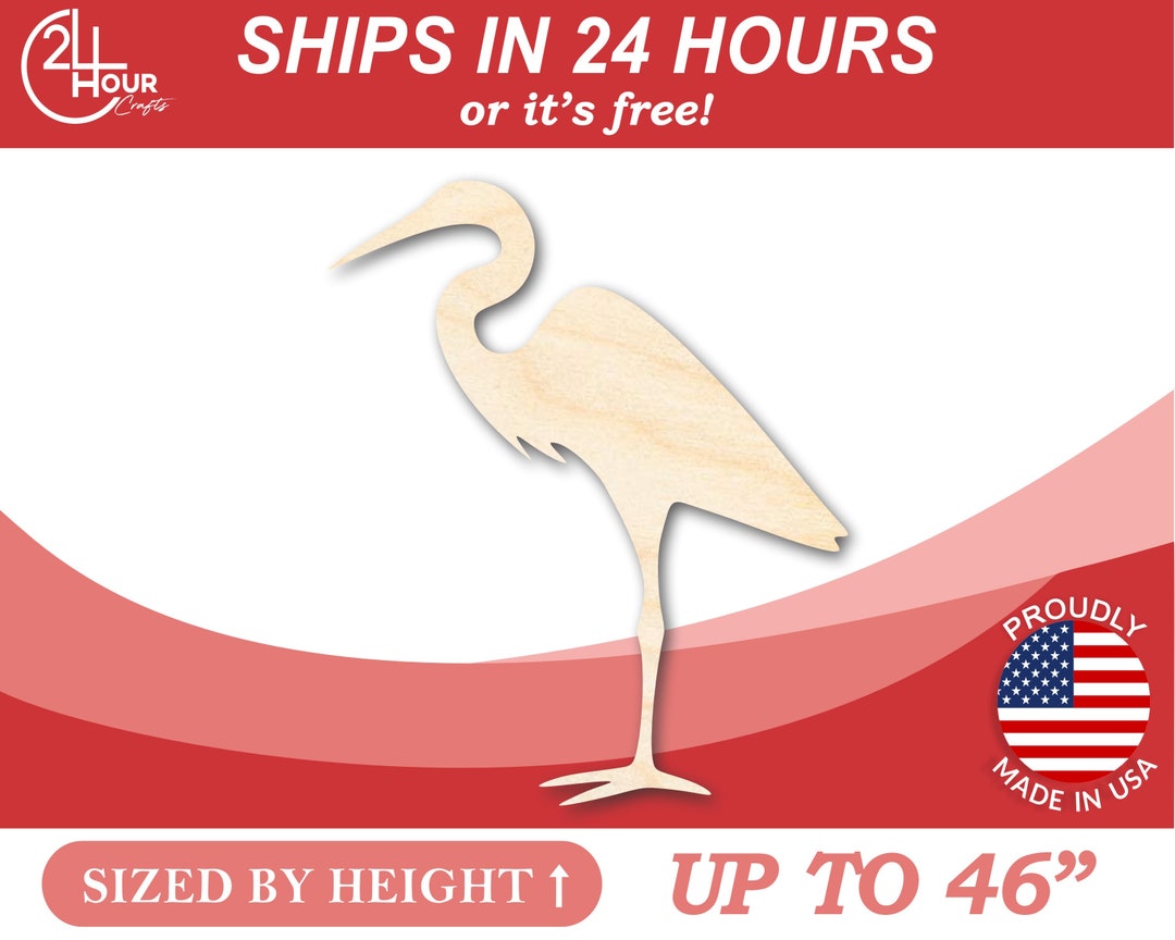 Unfinished Wooden Egret Shape - Animal - Wildlife - Craft - From 1" up ...
