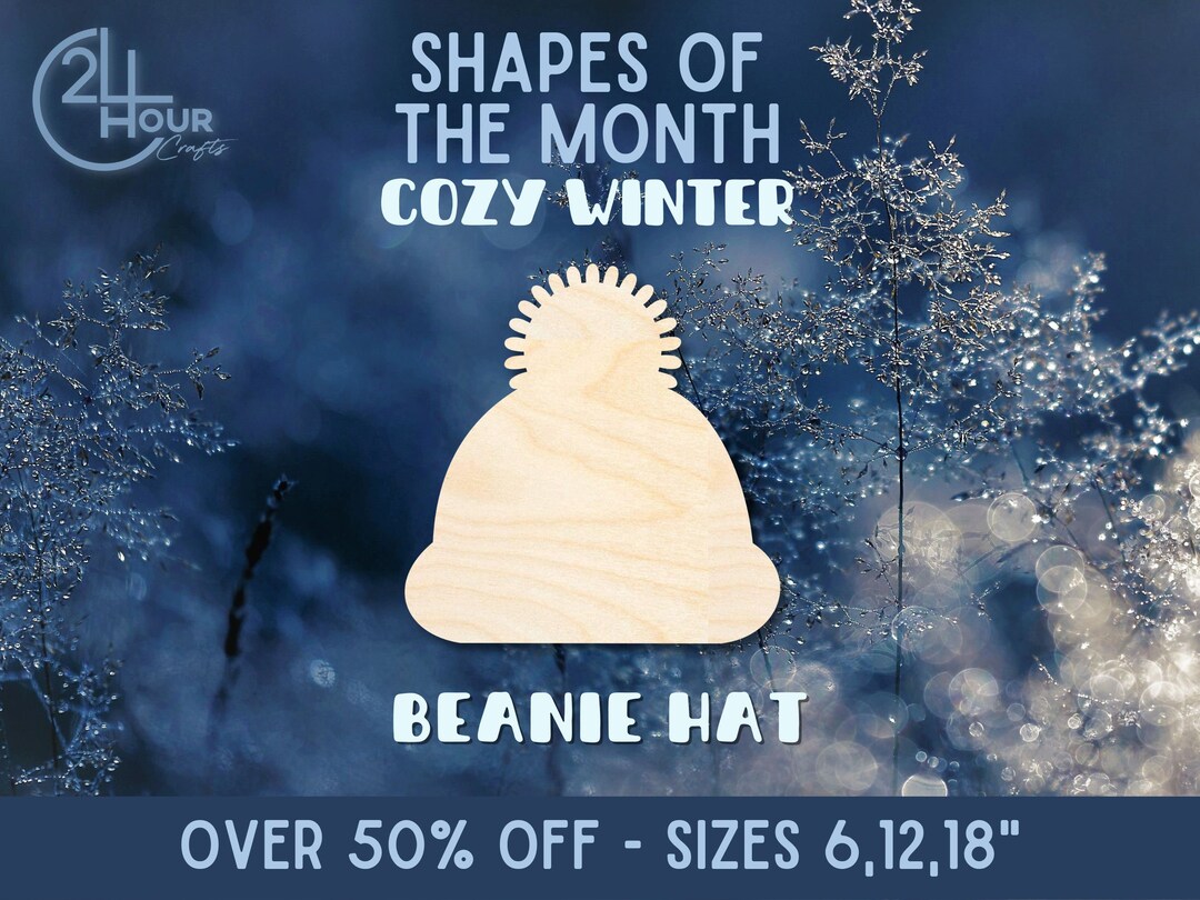 January Shape of the Month Beanie Hat Wood Cutout Cozy Winter ...