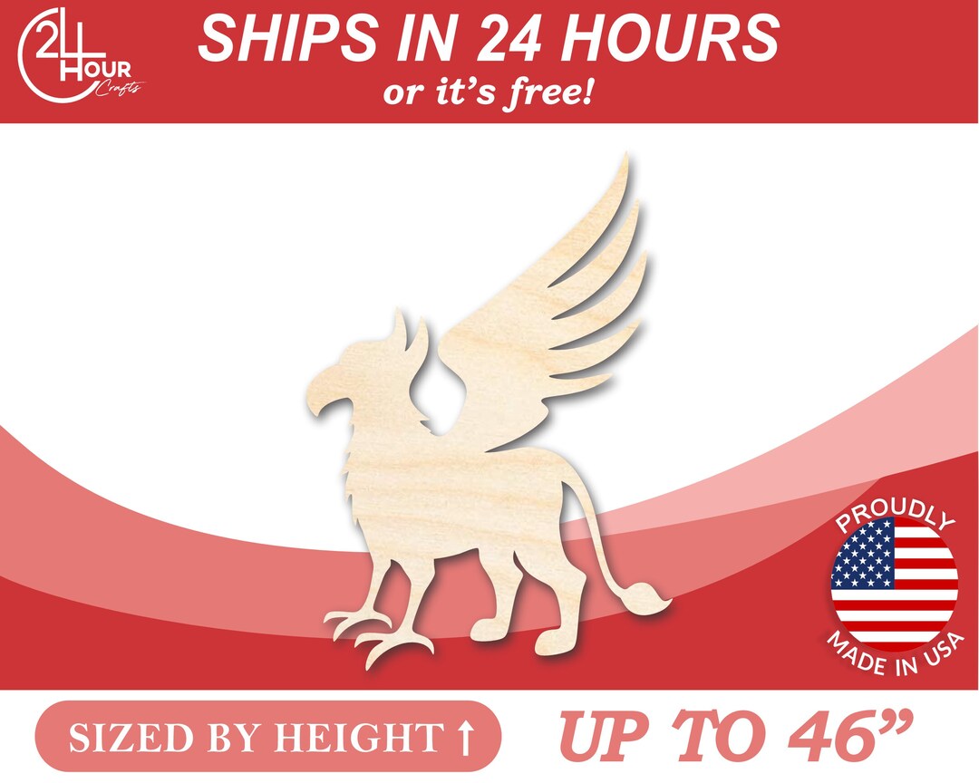 Unfinished Wooden Griffin Shape - Mythical - Beast - Craft - From 1" up ...