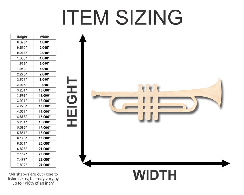 Unfinished Wooden Trumpet Shape Music Craft up to - Etsy