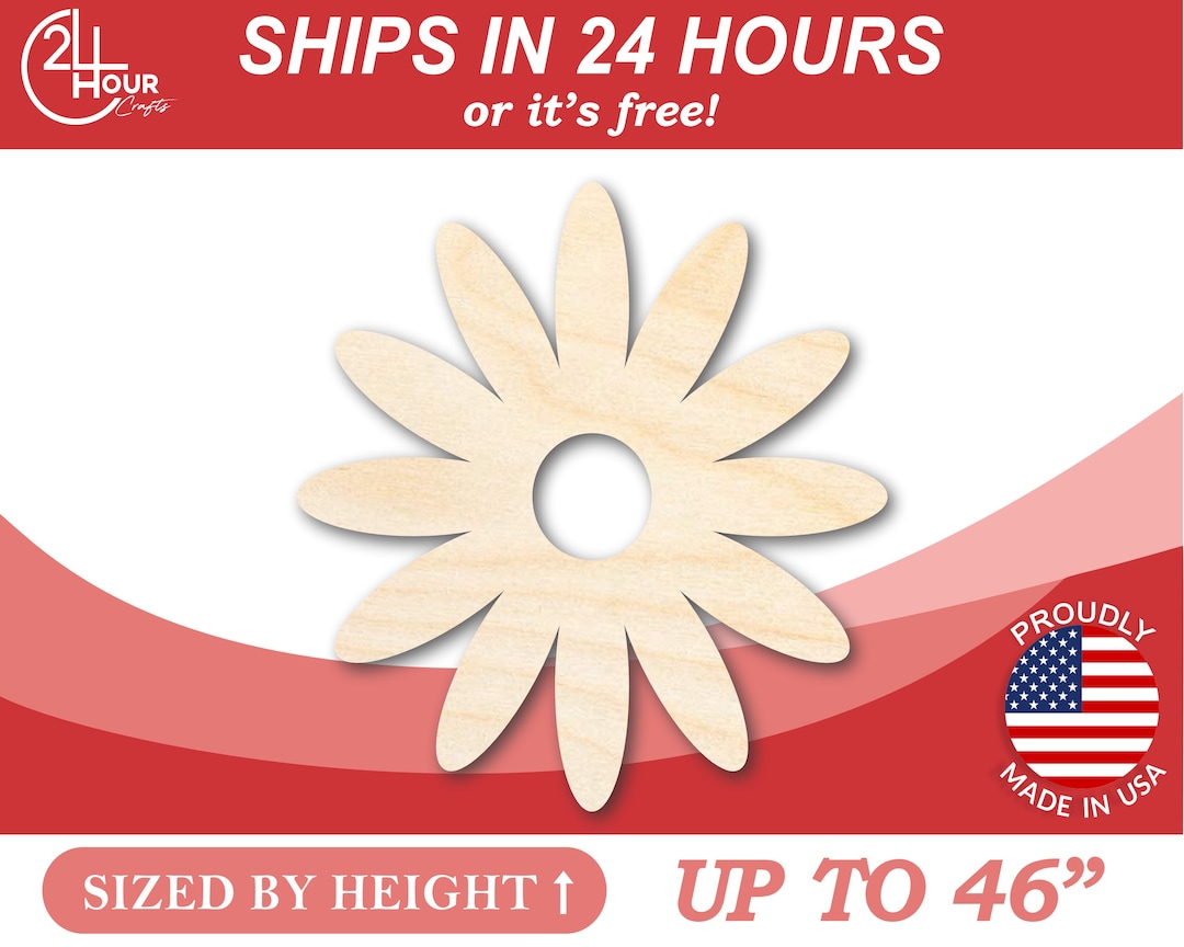 Unfinished Wood Daisy Shape | Flower | Craft Cutout | From 1" up to 46 ...