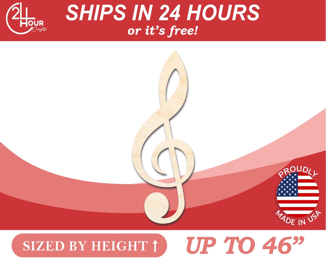 Unfinished Wooden Treble Clef Shape - Music - Nursery - Craft - From 1 ...