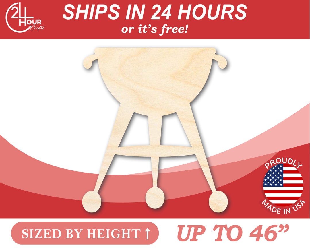 Unfinished Wooden Grill Shape - Summer - Craft - From 1" up to 46" DIY ...