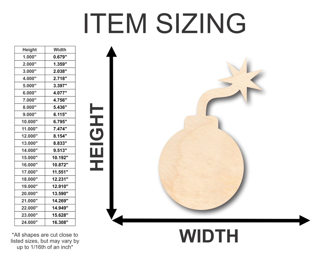 Unfinished Wooden Bomb Shape Craft up to 24 DIY | Etsy