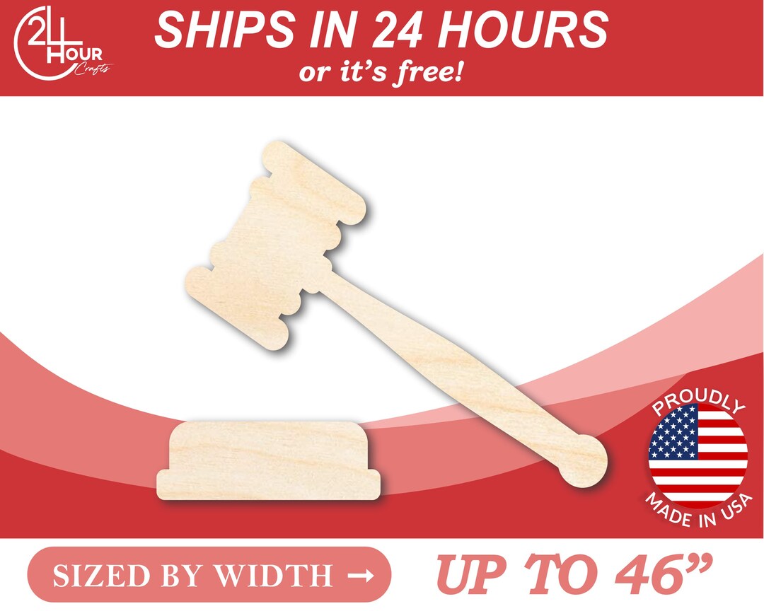 Unfinished Wooden Gavel Shape - Law - Courthouse - (2 Piece) Craft ...