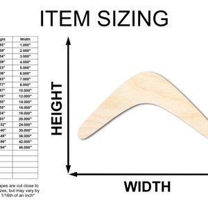 Unfinished Wooden Boomerang Wood Shape - Craft - From 1" up to 46" DIY ...