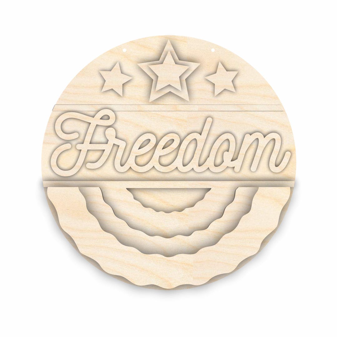 Unfinished Wood Freedom Door Sign Kit | Wood Craft Cutouts | 1/4" Thick ...