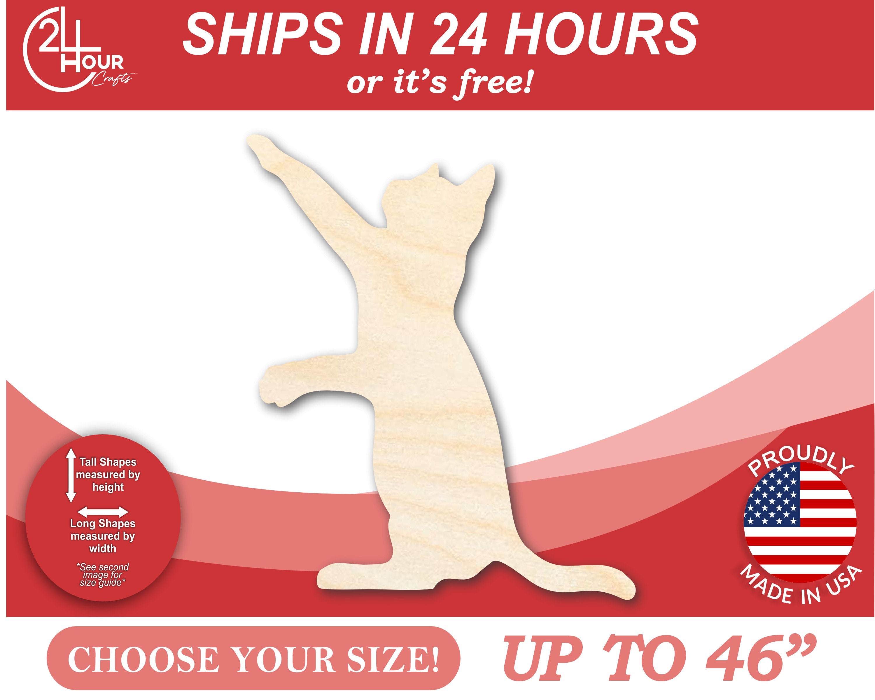 Unfinished Wood Playing Cat Shape Craft up to 36 - Etsy