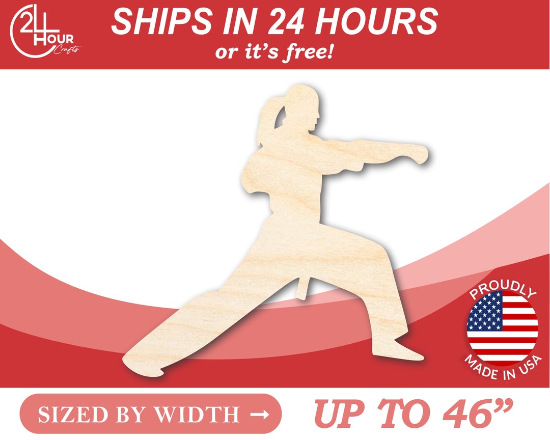 Unfinished Wooden Female Martial Arts Karate Shape - Craft - From 1" up ...