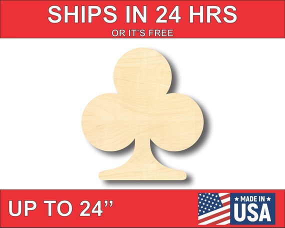 Unfinished Wooden Club Card Shape Poker Craft up to | Etsy