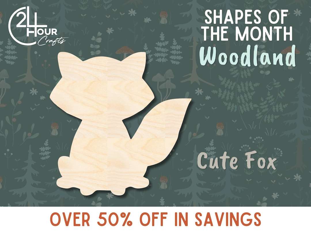 November Shape of the Month Cute Fox Wood Cutout Woodland Unfinished ...