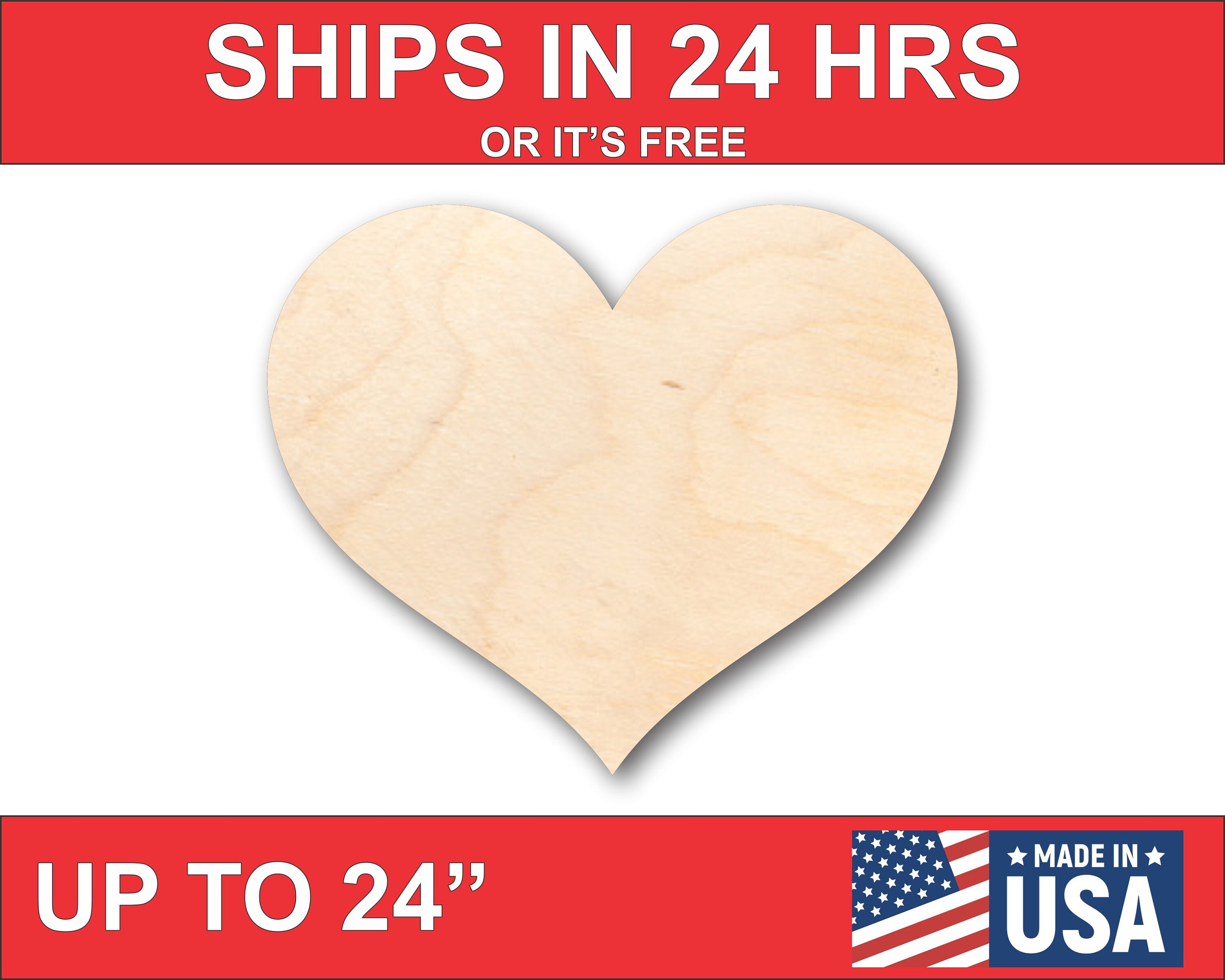 Unfinished Wooden Round Classic Heart Shape up to 24 DIY - Etsy