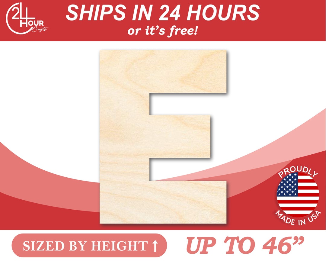 Unfinished Wooden Block Letter E - Craft - From 1" up to 46" DIY - Etsy