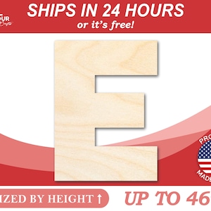 Unfinished Wooden Block Letter E - Craft - From 1" up to 46" DIY - Etsy