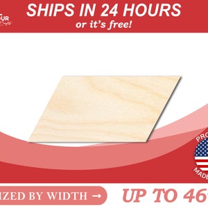 Unfinished Wooden Parallelogram Shape - Craft - From 1" up to 46" DIY ...