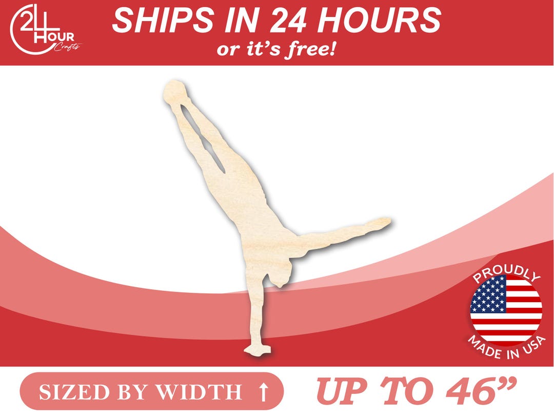 Unfinished Wood Gymnast Hand Stand Shape | DIY Craft Cutout | up to 46 ...