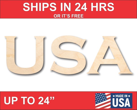 USA Block Letters Craft Unfinished Wooden Cutout Font DIY - Etsy
