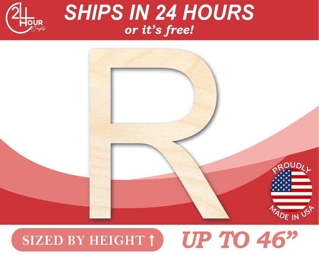 Unfinished Wooden Arial Letter R Shape - Craft - From 1" up to 46" DIY ...
