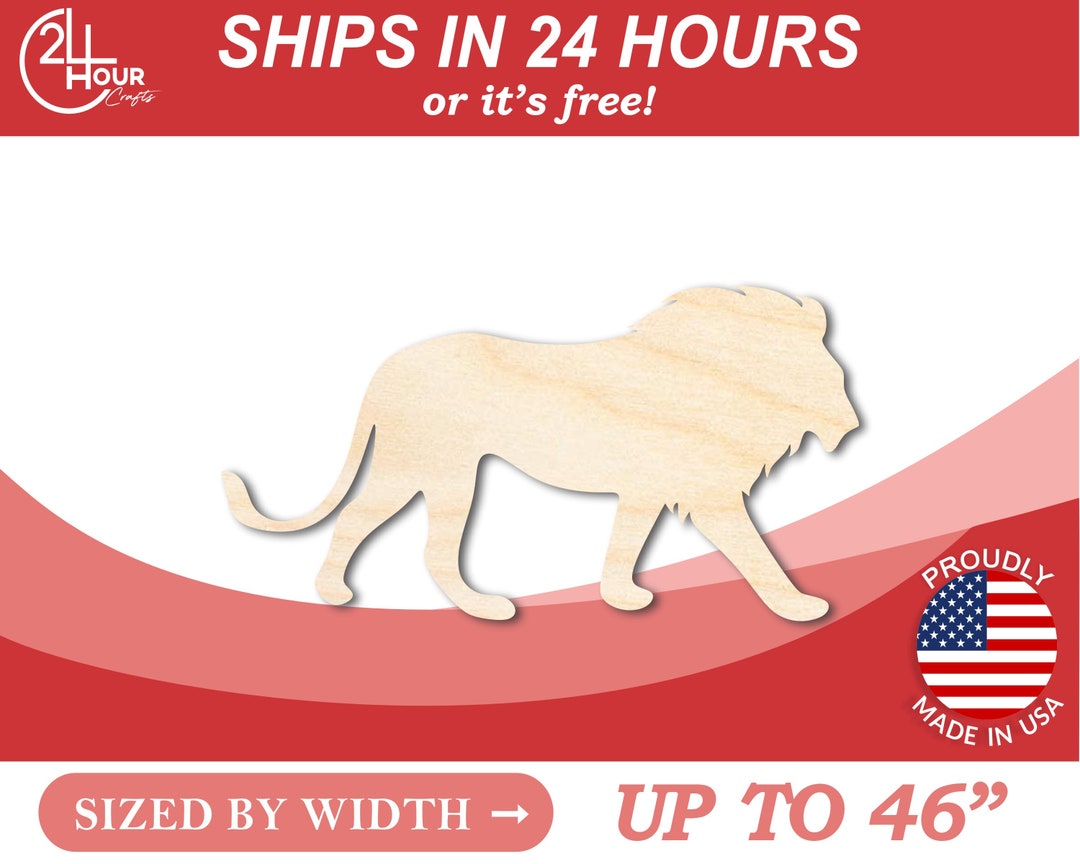 Unfinished Wooden Lion Shape - Animal - Wildlife - Craft - From 1" up ...