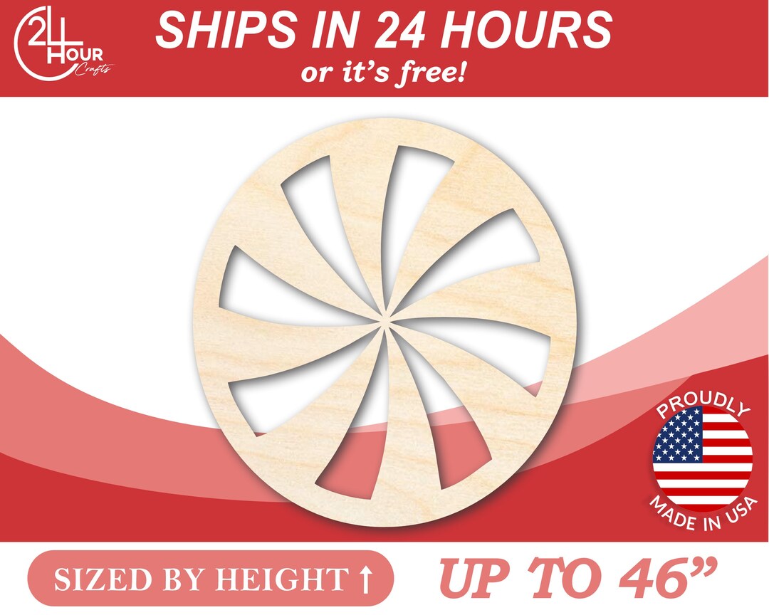 Unfinished Wood Peppermint Candy Shape - Craft - From 1" up to 46" - Etsy