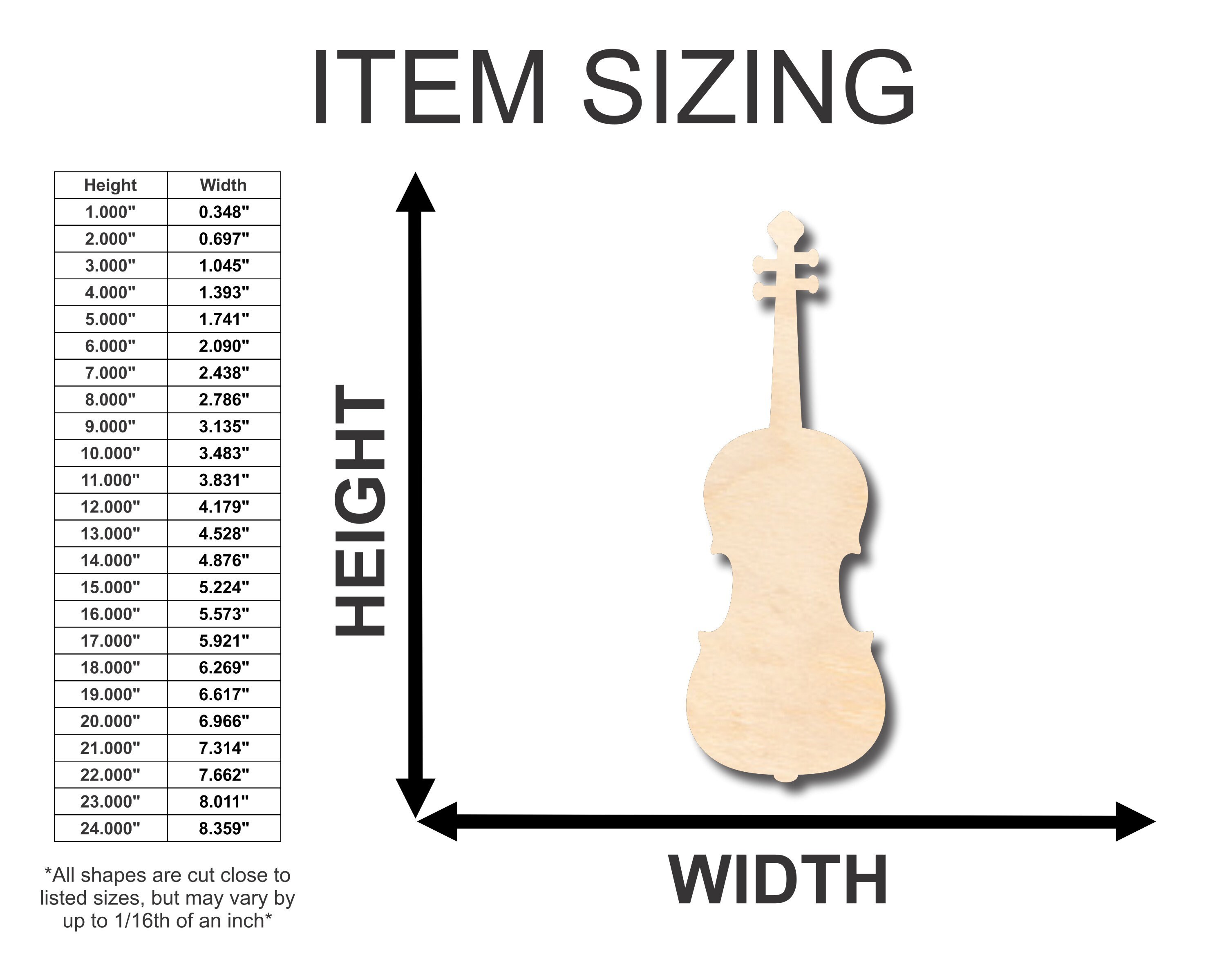 Unfinished Wooden Violin Shape - Music - Craft - From 1" up to 46" DIY ...