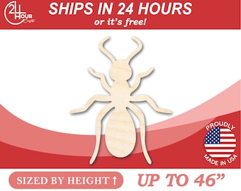 ANT Unfinished Wooden Craft Shape, Do It Yourself, Insect Cutout, Ant ...