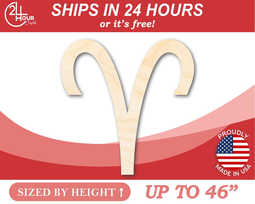 Unfinished Wood Aries Sign Shape - Zodiac Craft - From 1" up to 46" - Etsy