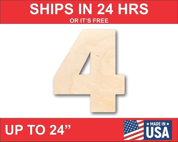 Unfinished Wooden Block Number 4 Craft up to 24 DIY - Etsy
