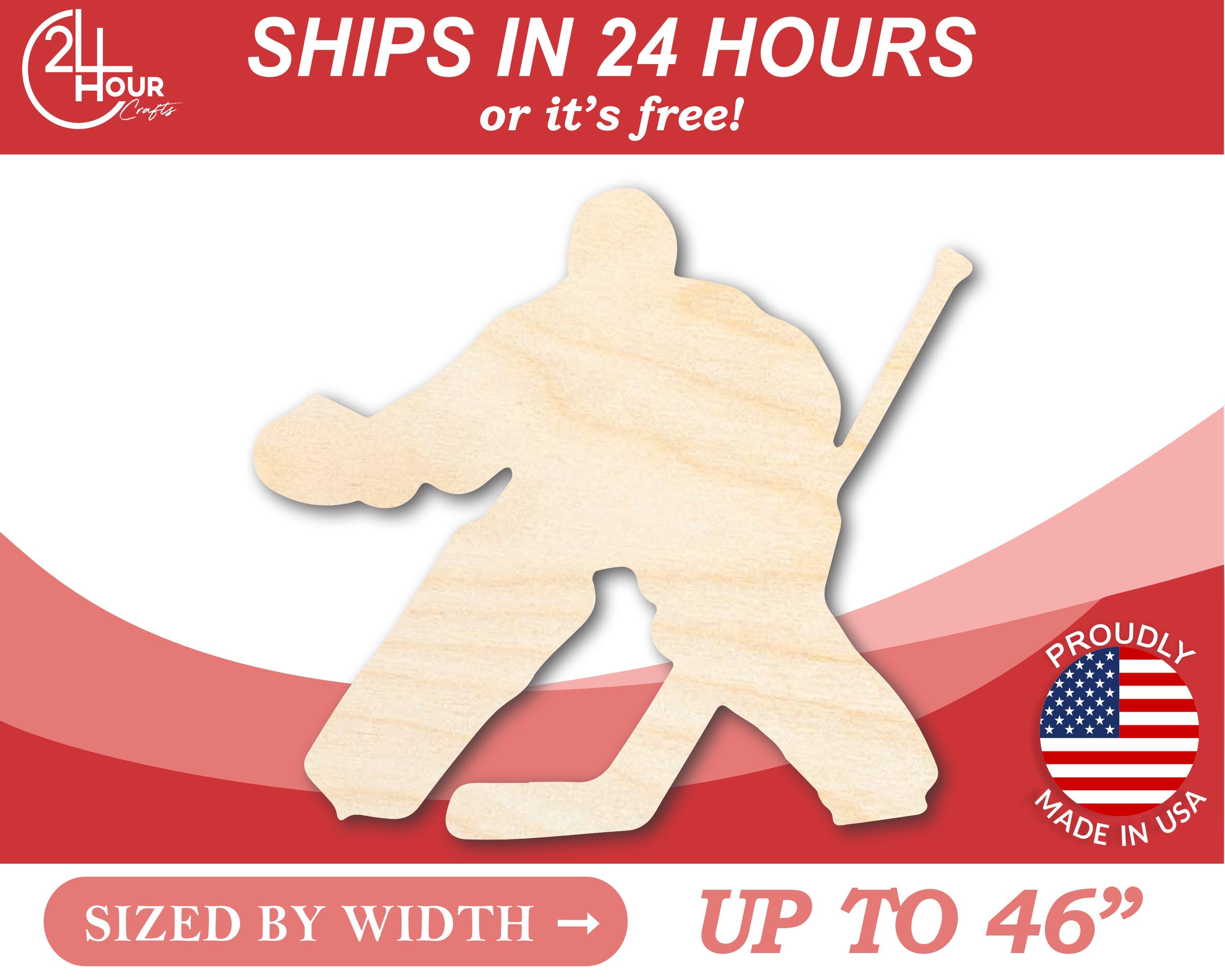 Unfinished Wooden Hockey Goalie Shape - Craft - From 1" up to 46" DIY ...
