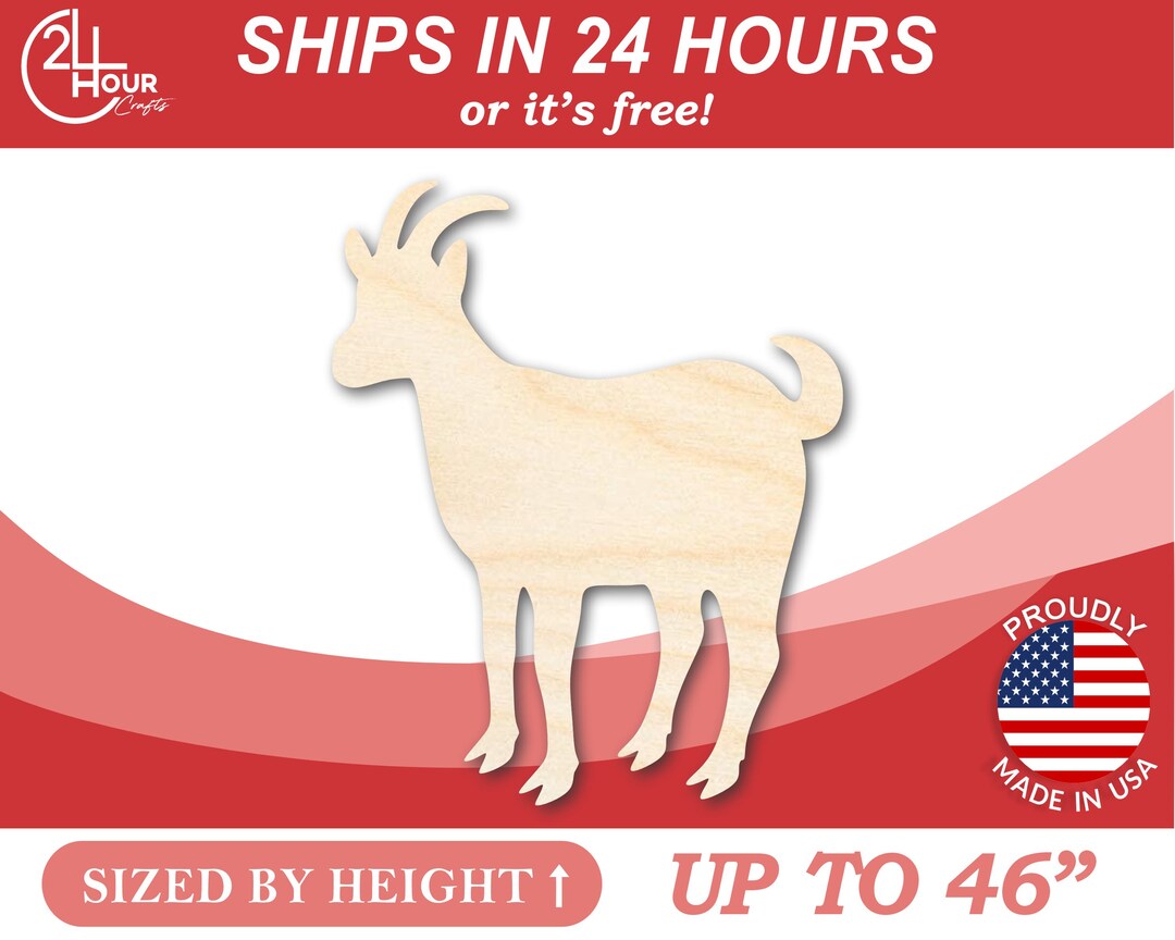 Unfinished Wooden Goat Shape - Farm Animal - Craft - From 1" up to 46 ...