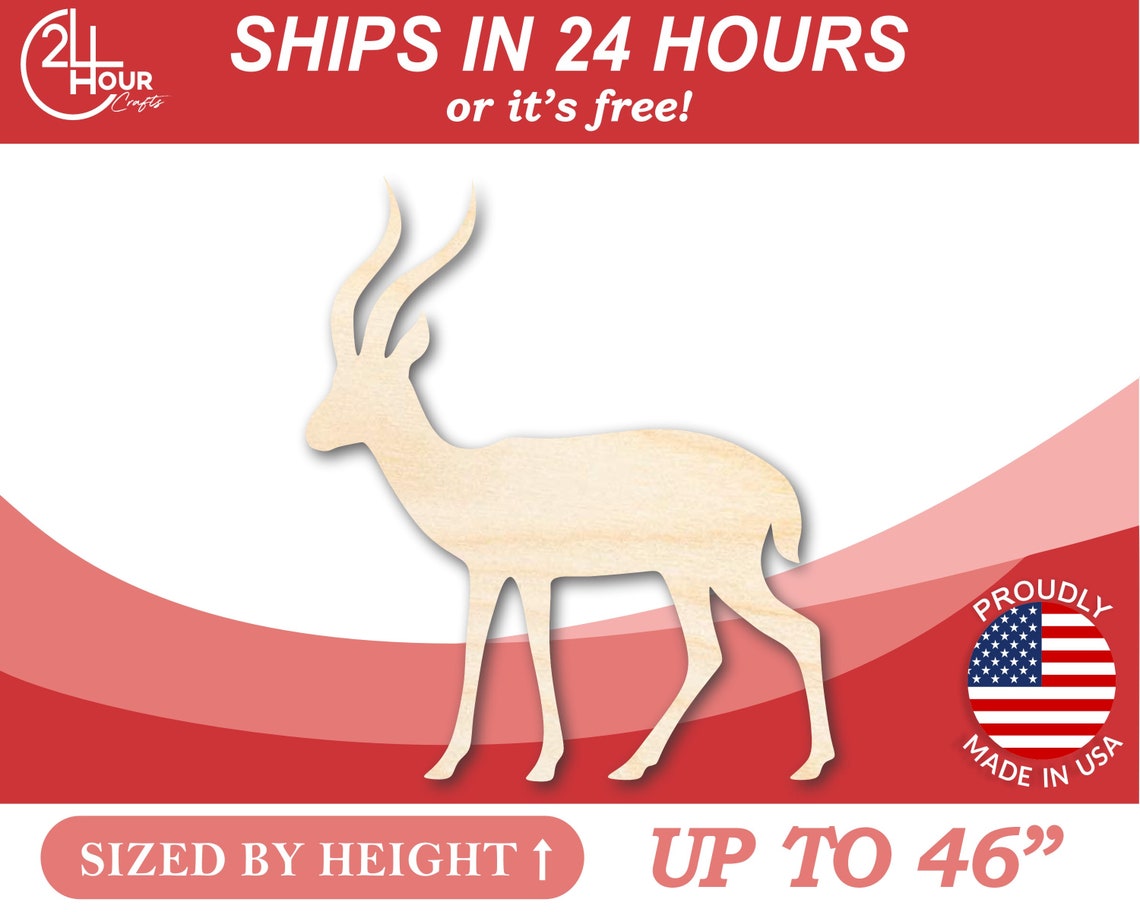 Unfinished Wooden Gazelle Shape - Animal - Safari - Craft - From 1" up ...
