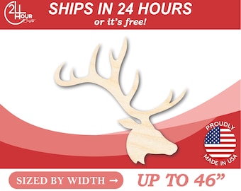 ELK Unfinished Wooden Craft Shape, Do It Yourself, Wooden Elk Cutout ...