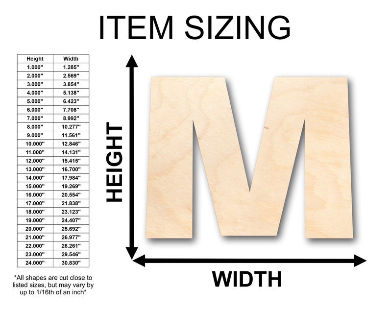 Unfinished Wooden Block Letter M Craft up to 24 DIY - Etsy