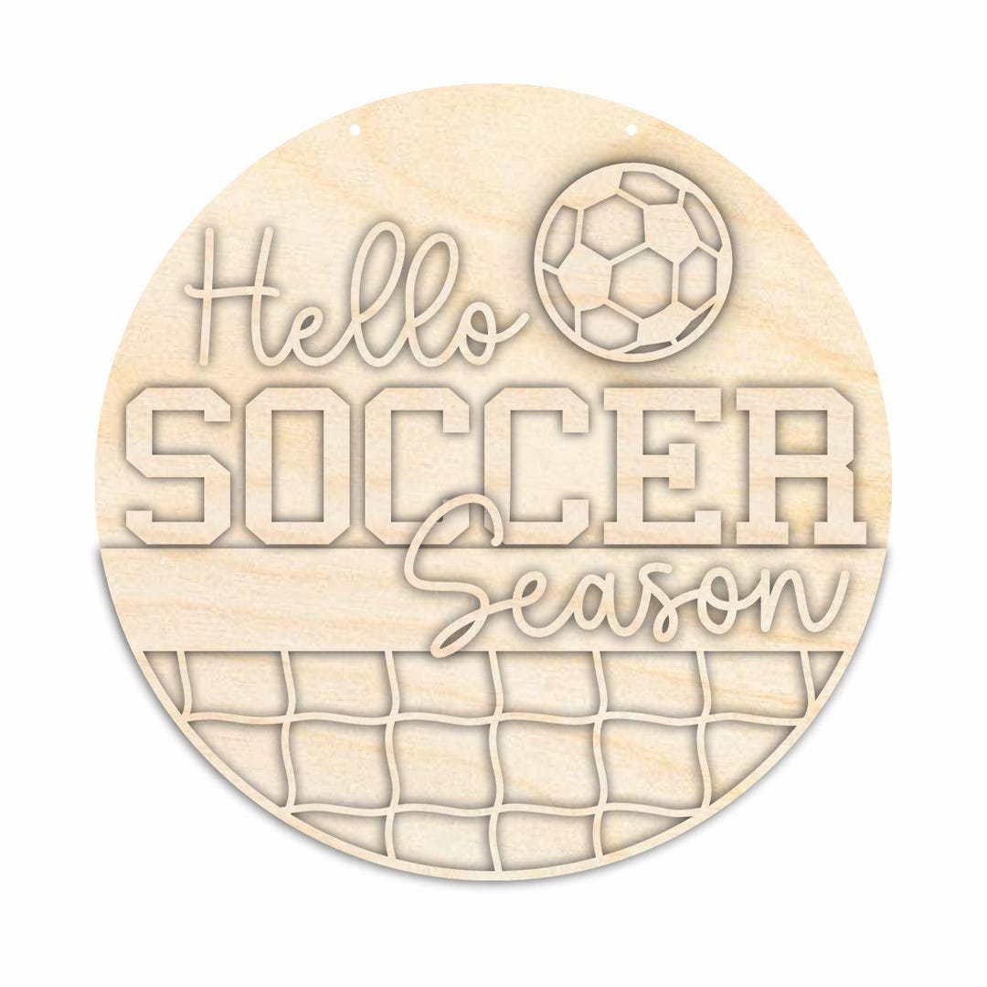 Unfinished Wood Hello Soccer Season Door Sign Kit | Wood Craft Cutouts ...