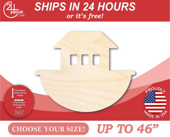 Unfinished Wood Noah's Ark With Windows Shape Craft up - Etsy