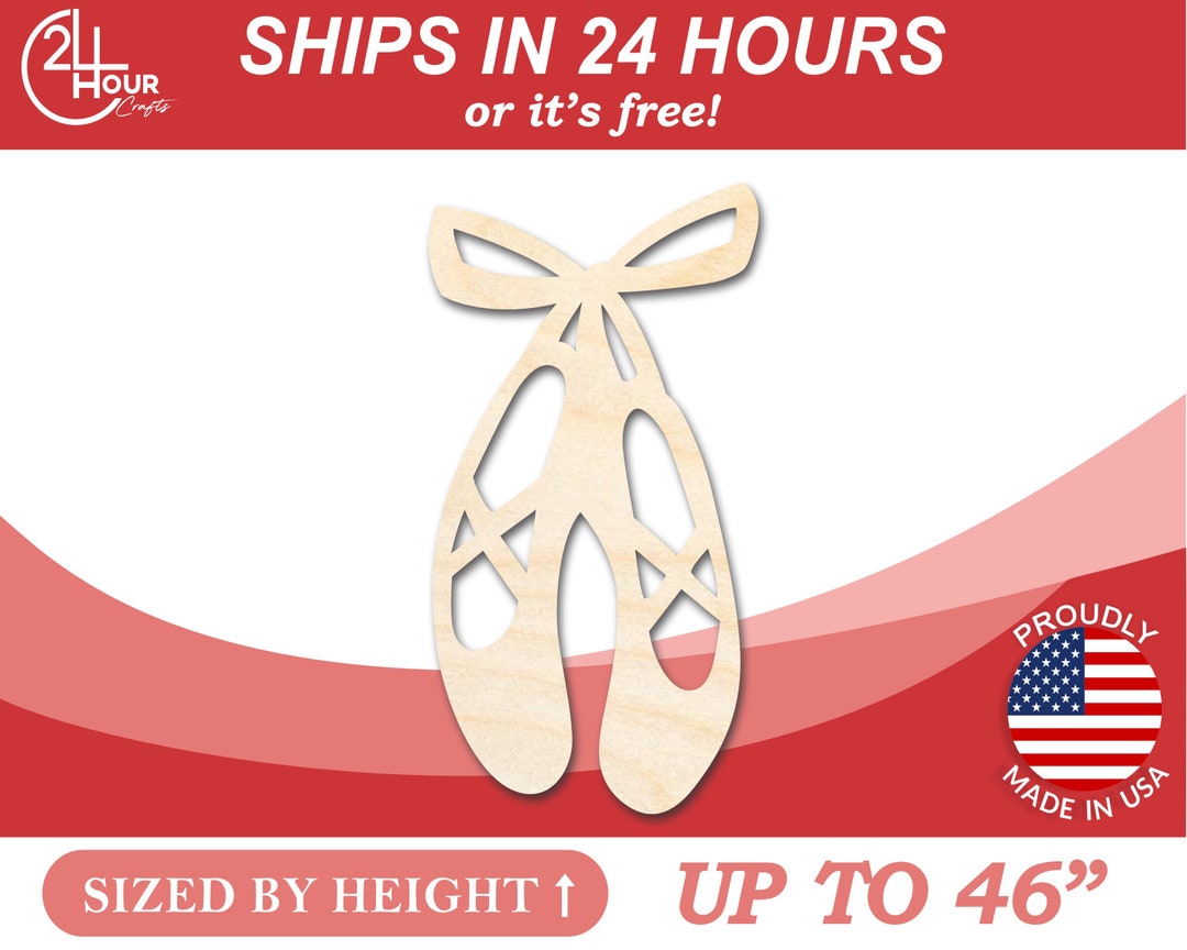 Unfinished Wooden Ballet Slippers Shape - Craft - From 1" up to 46" DIY ...
