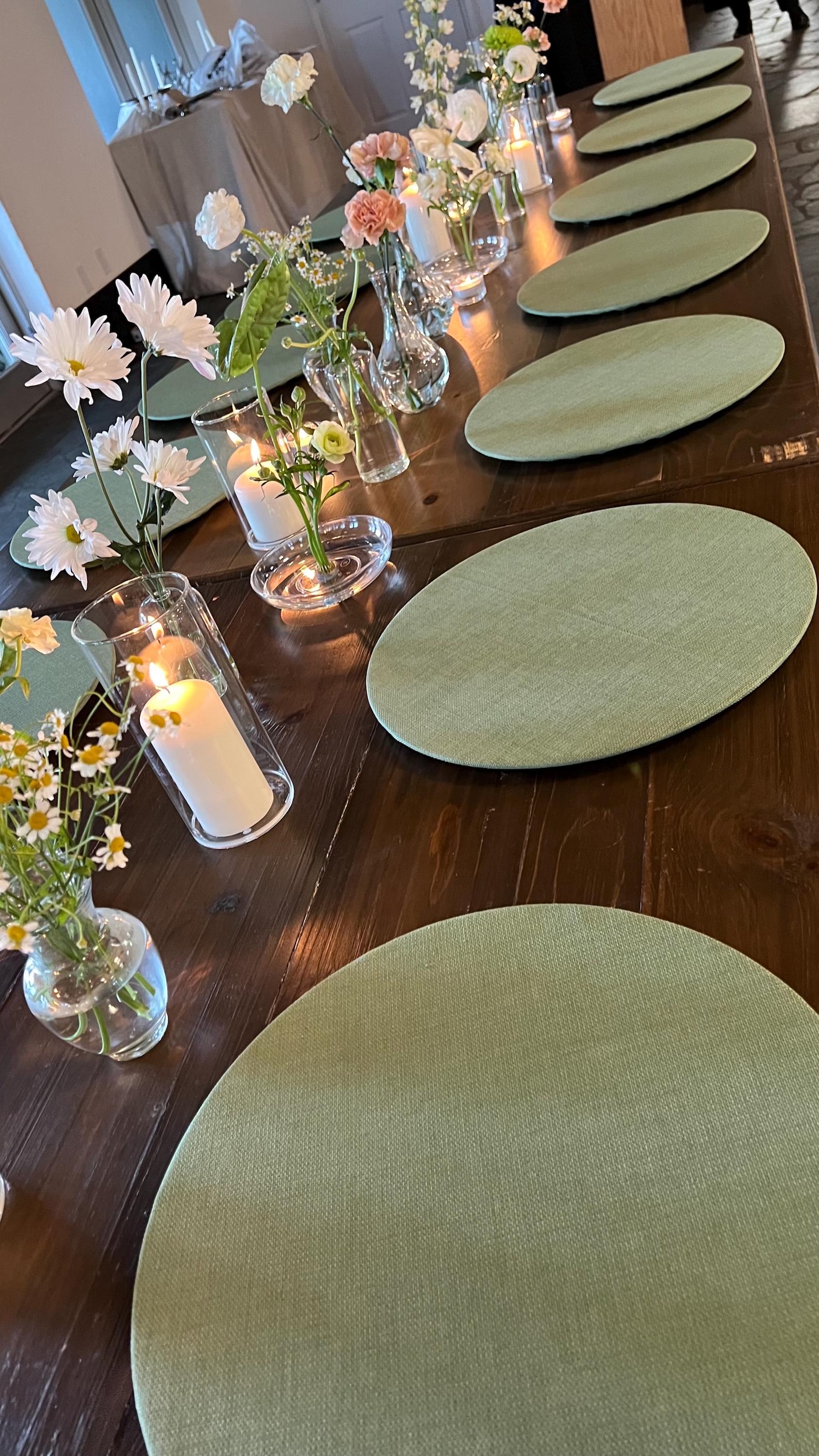 Round Placemats - Green Print, Green Waterproof, Spillproof, Stain ...