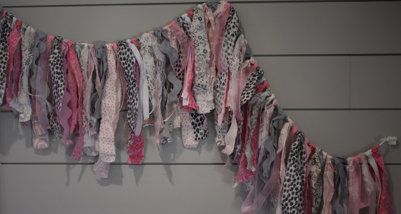 Ripped Fabric bunting 8' long ripped fabric lace | Etsy