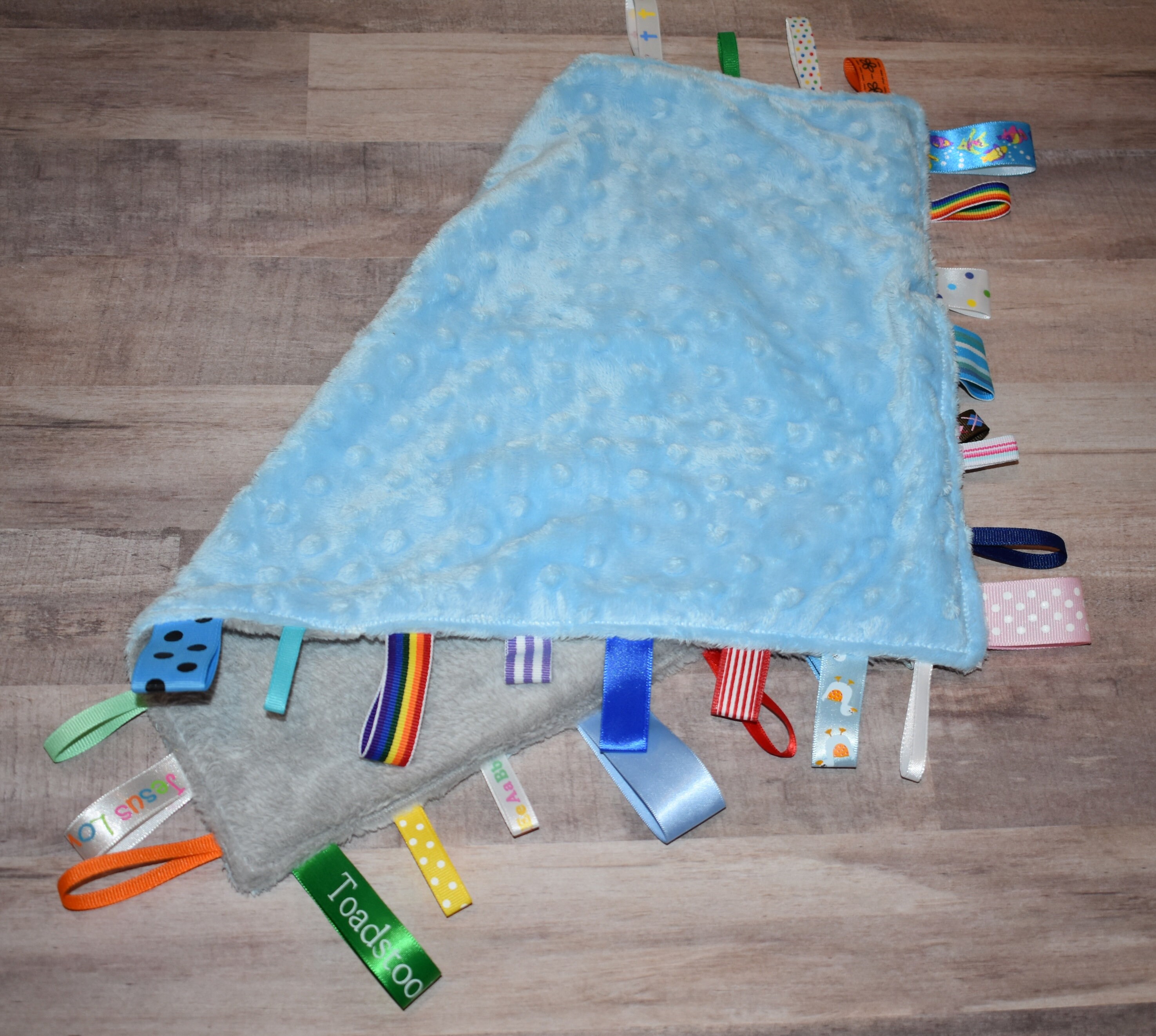 Lovies With Ribbons Blue/gray or Green/grey Minkie Tag Lovie Boy Tag ...